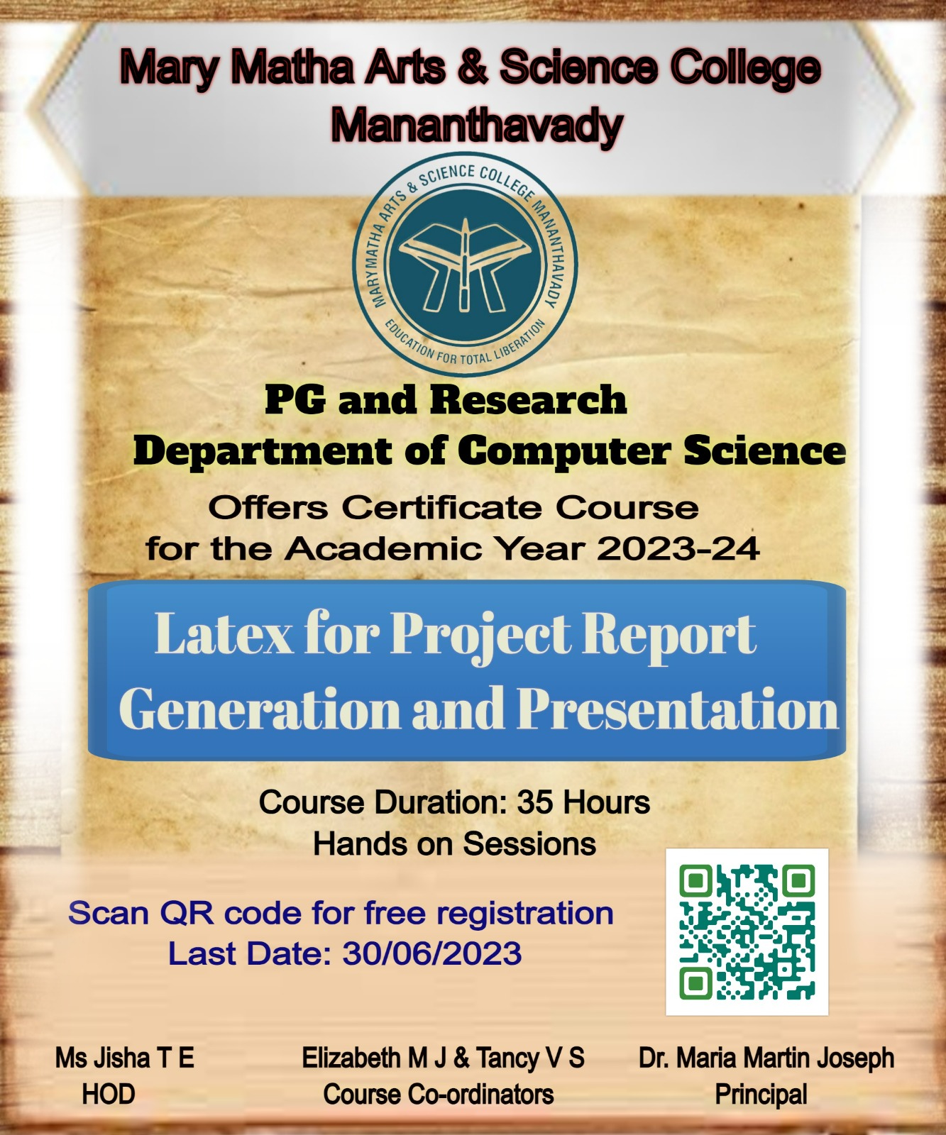 Courses of computer science Department | Mary Matha Arts & Science College